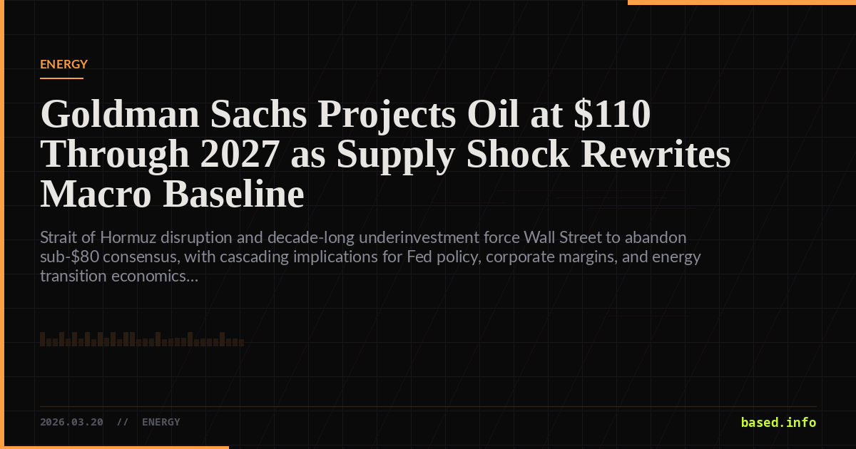 Goldman Sachs Projects Oil at $110 Through 2027 as Supply Shock ...